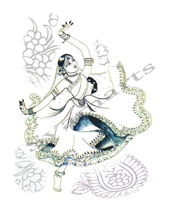 The Dancer Archival Art Print. Ink Line Drawing, Line Art, Indian ...