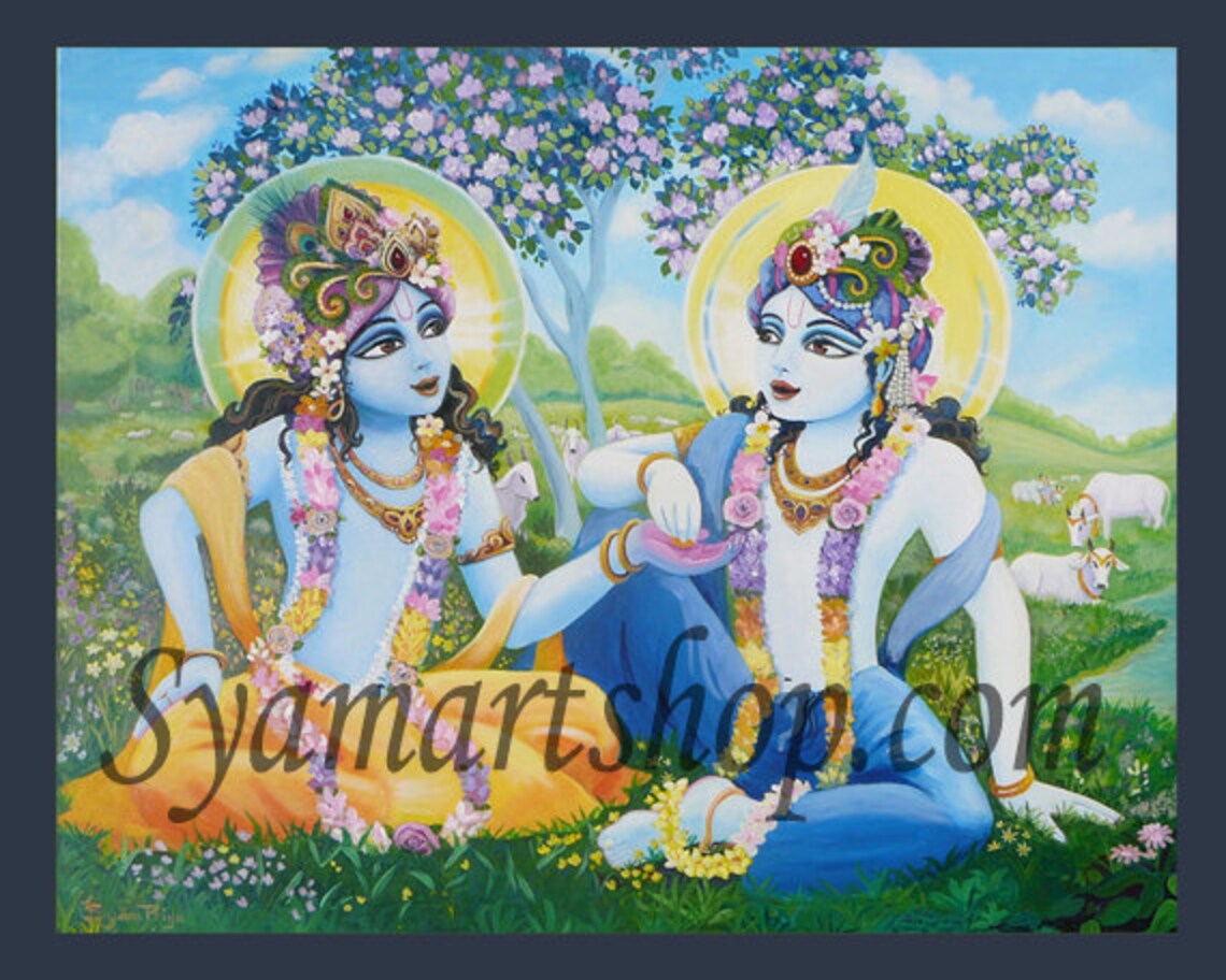 Krishna and Balaram Devotional Wall Art Indian Wall Art Canvas - Etsy