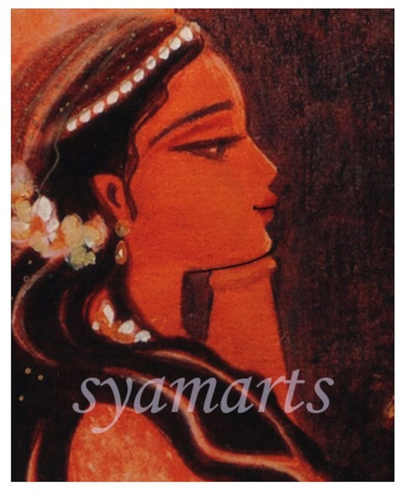 Indian Princess Art Print, Pencil Drawing, Fiery Goddess Devotional Art ...