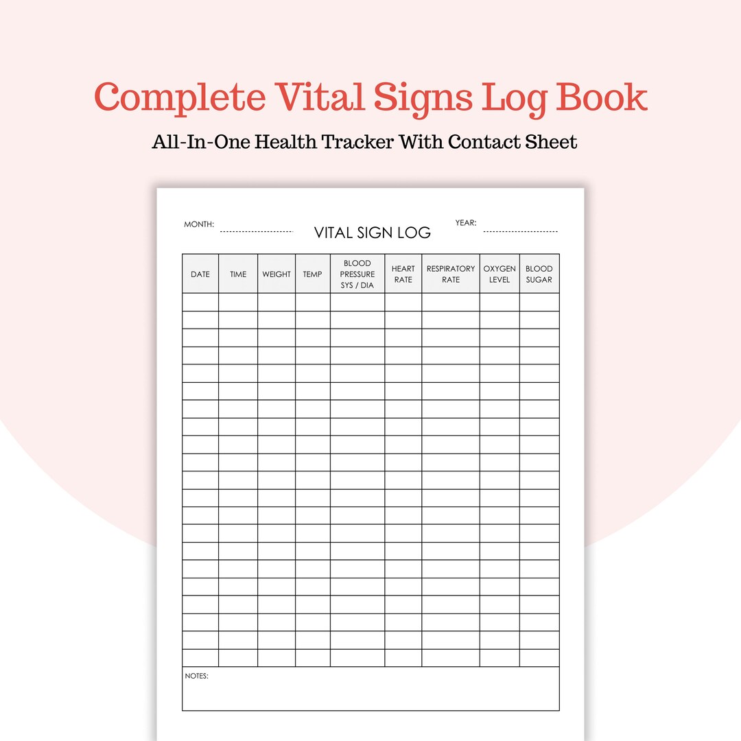 Vital Signs Log Book - Blood Pressure and Sugar Tracker - Heart and ...