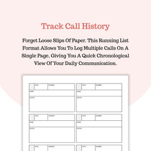 Simple Phone Call Log - Name Number Notes - Quick Voice Message Sheet ...