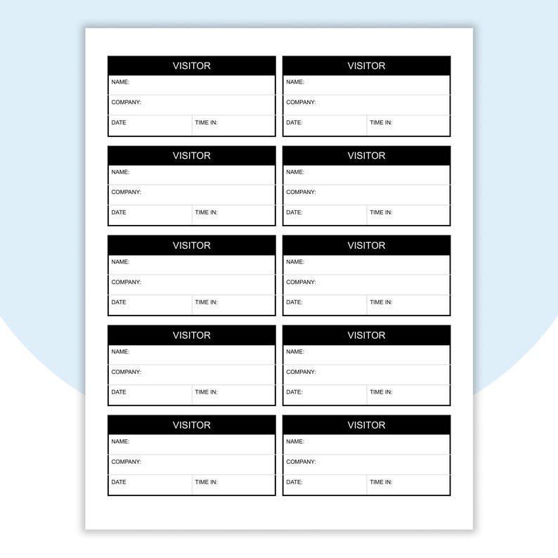 Printable Visitor Badges - 10 per Page - Name Tag Template - Google ...