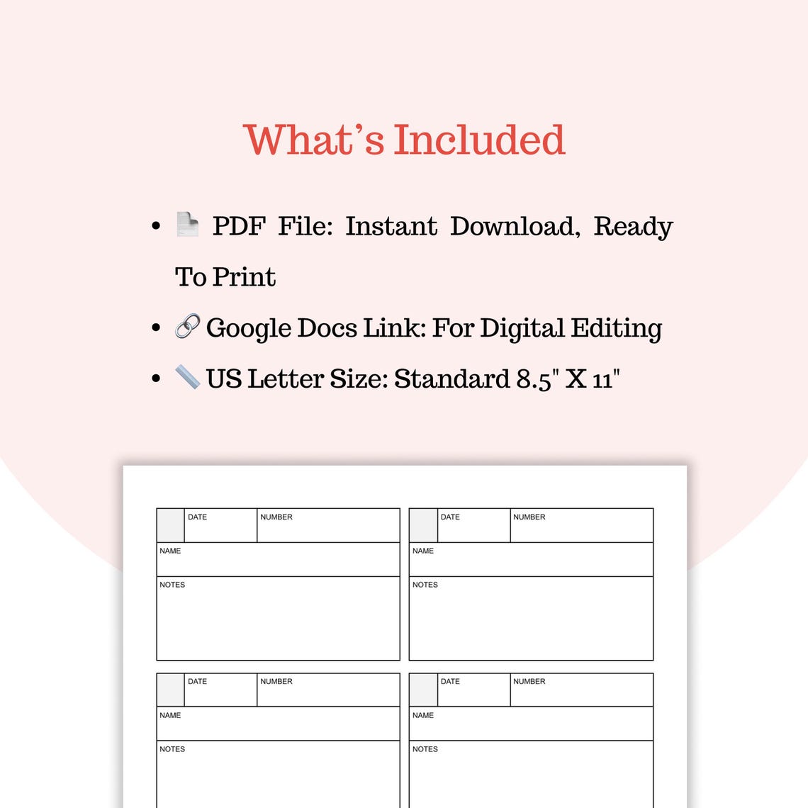Simple Phone Call Log - Name Number Notes - Quick Voice Message Sheet ...
