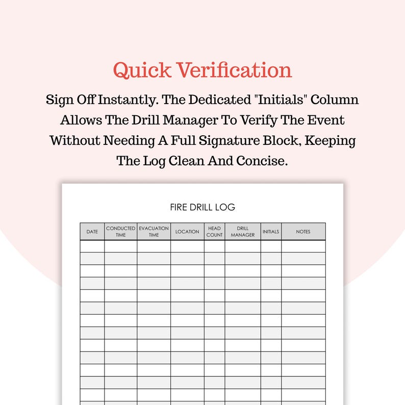 Fire Drill Log Sheet - Evacuation Time Tracker - Head Count Record ...