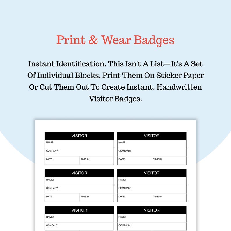 Printable Visitor Badges - 10 per Page - Name Tag Template - Google ...