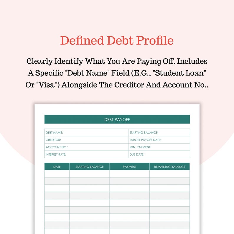 Simple Debt Payoff Planner - Google Docs PDF - Remaining Balance ...