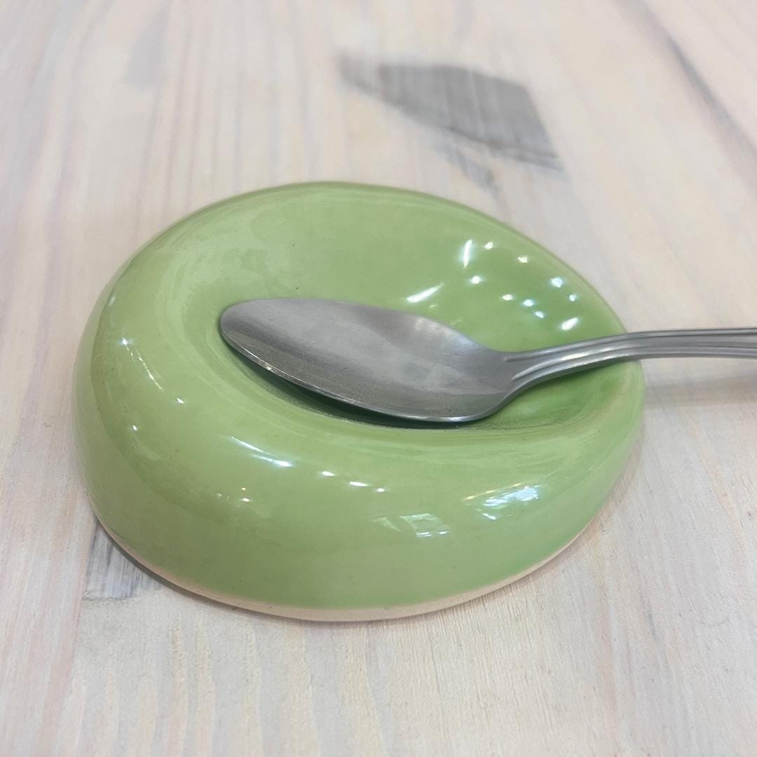 Coffee Spoon Rest Handmade Pottery Matcha Green - Etsy