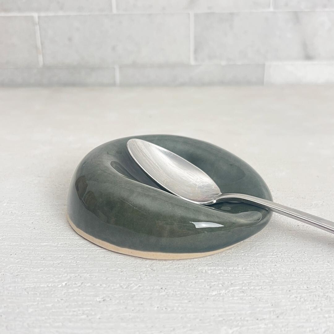 Coffee Spoon Rest Handmade Pottery Black - Etsy
