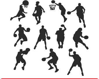 Basketball Silhouette SVG Bundle: Vector Cut Files (digital Download ...