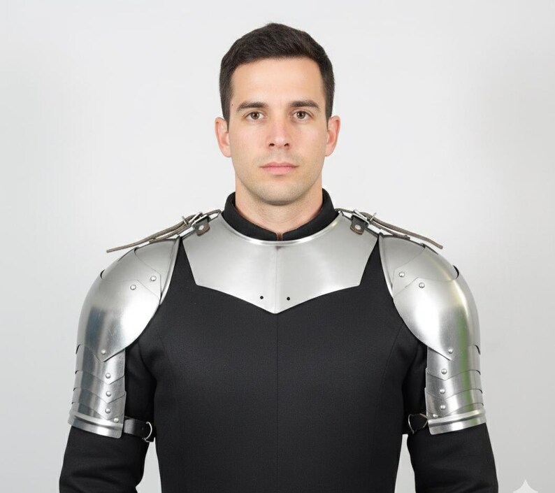 Medieval Steel Gorget With Shoulder Pauldrons Knight Neck Shoulder