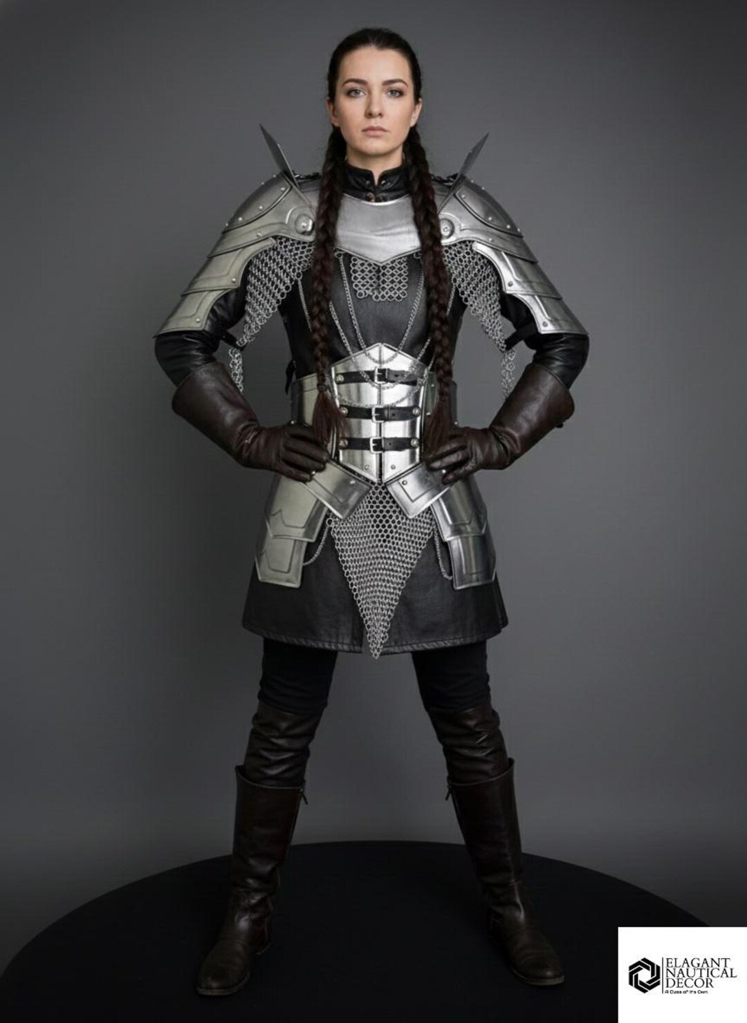 Steel Lady Gorget and Pauldron Armor Set, Chainmail LARP Costume - Etsy