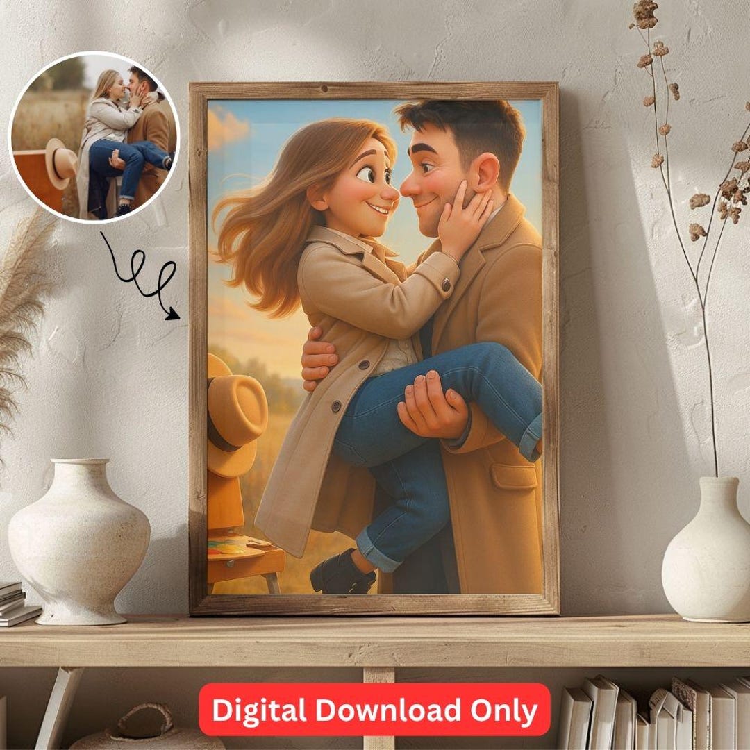 Personalized Cartoon Portrait From Photo: Custom Digital Art Gift ...