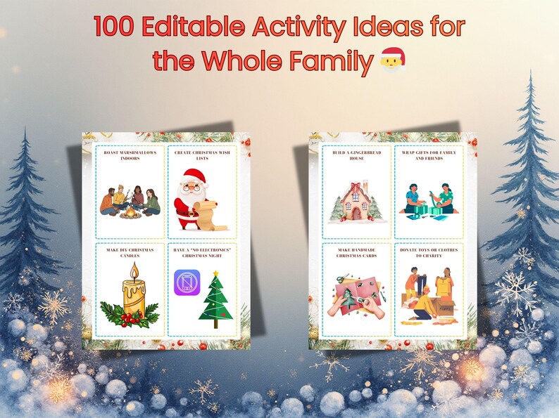 Editable Christmas Advent Calendar Activity Cards – 100 Canva Templates ...