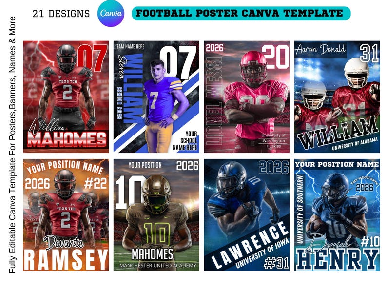 Editable Football Senior Night Poster Templates | 21 Canva Team ...