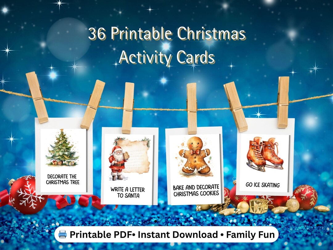 Printable Advent Calendar Cards – 36 Christmas Watercolor Countdown ...
