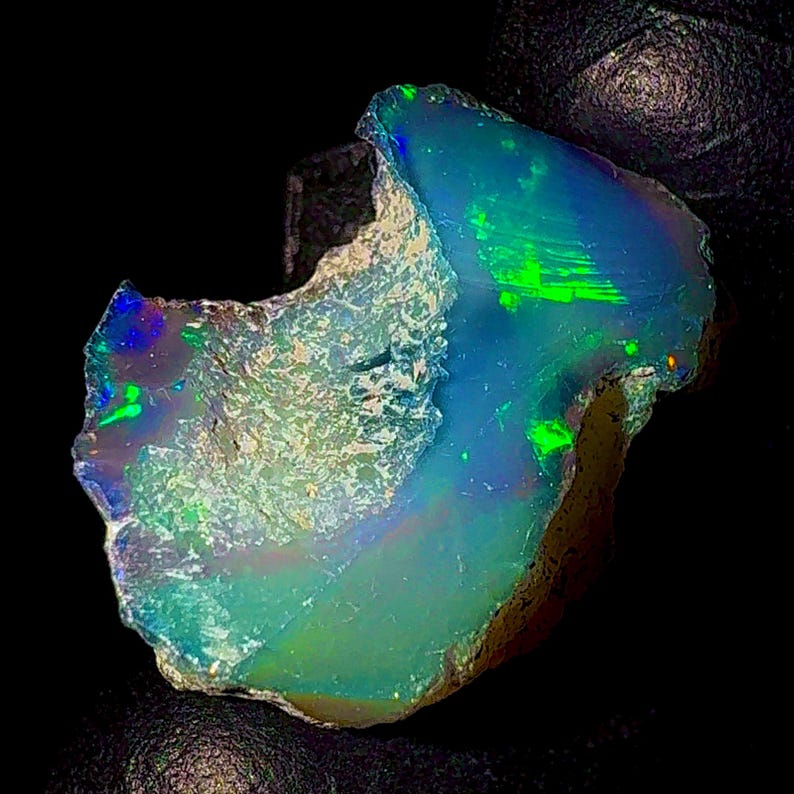 Ethiopian Black Opal Rough, Natural Fire Opal Gemstone 22.60 Ct ...