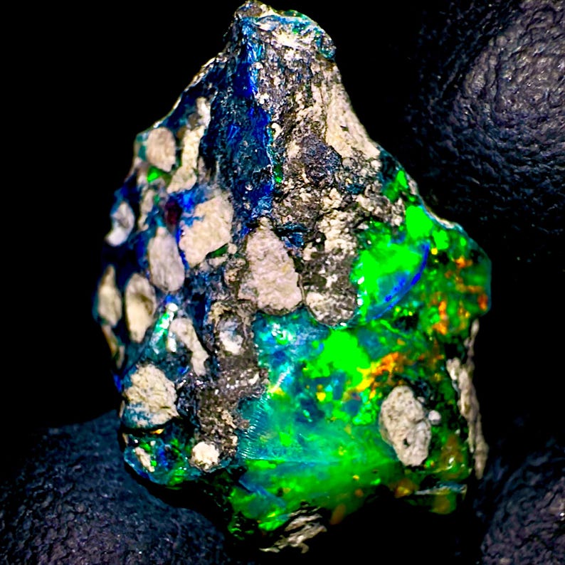 Natural Ethiopian Opal Black Fire Dry Cut Gem Grade Rough 7 Ct 15X11X9 ...