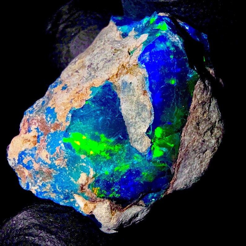 Fire Opal Gemstone , Natural Ethiopian Opal Rough , Black Raw 18.85 Ct ...