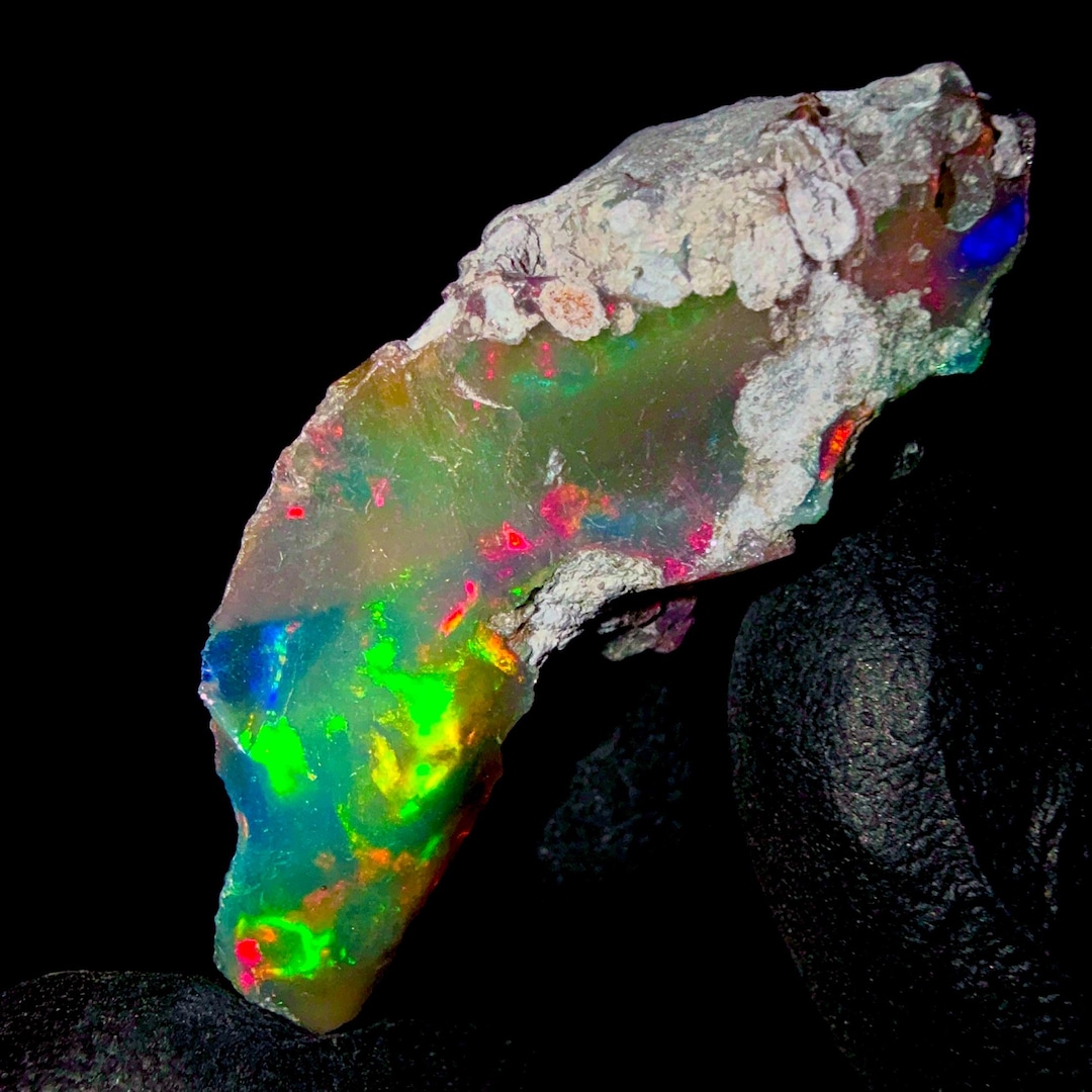 Ethiopian Opal Raw, Natural Fire Black Opal Rough, Opal, Black Opal ...