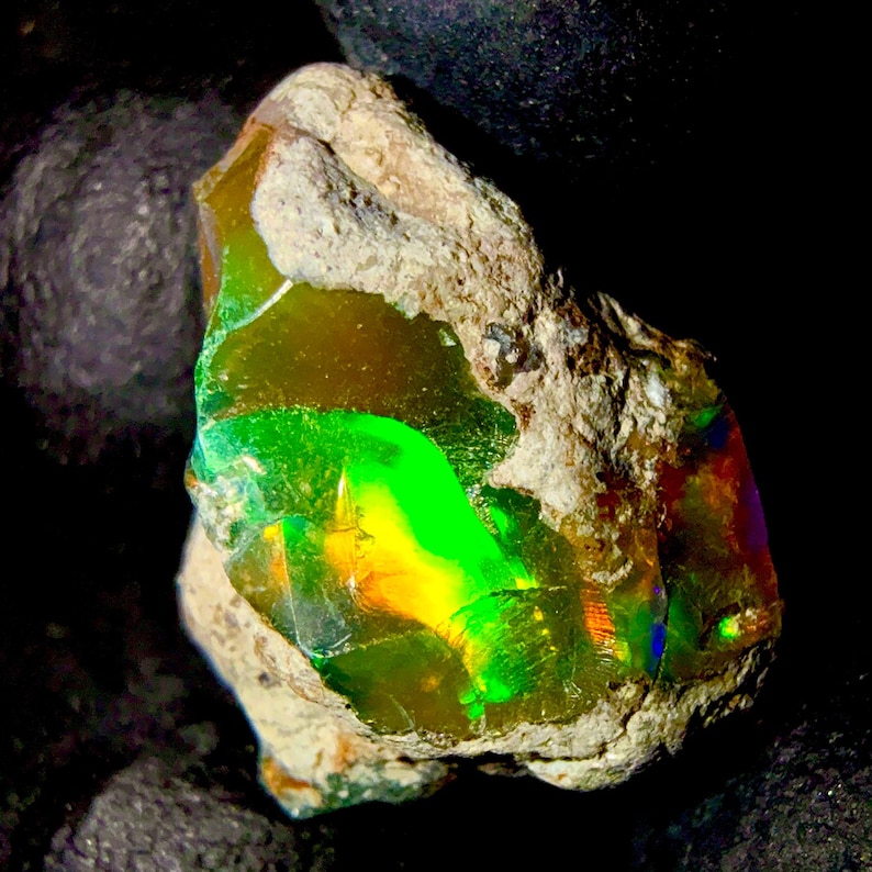 Ethiopian Black Opal Rough Gemstone, Natural Fire Opal 7.60 CTS ...