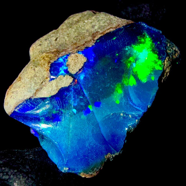 Fire Opal Gemstone , Natural Ethiopian Opal Rough , Black Raw 18.85 Ct ...