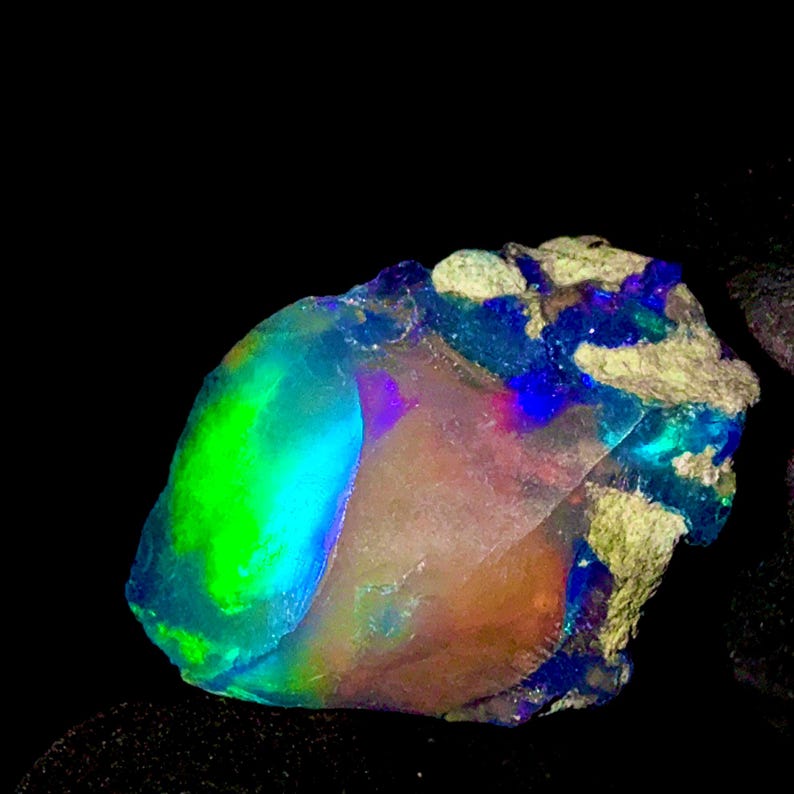 Ethiopian Black Fire Opal Rough 6 Ct Natural Raw Gemstone, 16X13X8 Mm ...