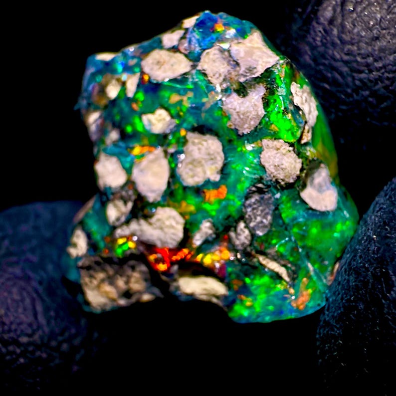 Natural Ethiopian Opal Black Fire Dry Cut Gem Grade Rough 7 Ct 15X11X9 ...
