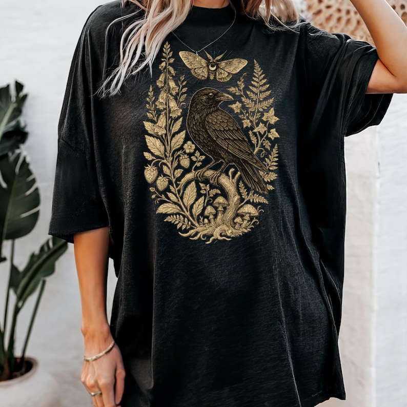 Raven Moth Lino Cut Style Vintage Floral Cottagecore Shirt, Wildflower ...