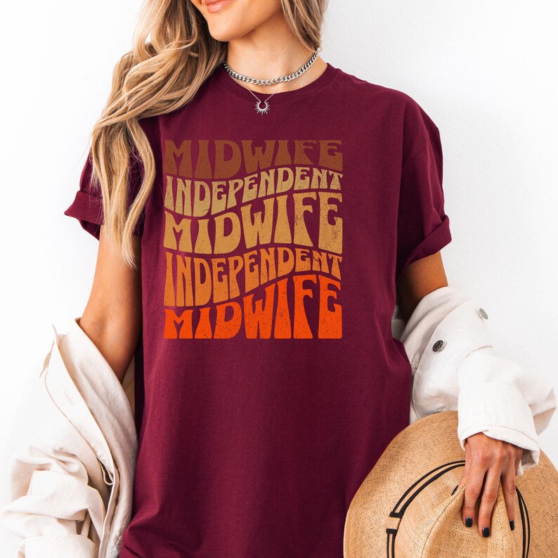 Independent Midwife 70s Retro Style T-shirt | Gift for Midwives ...