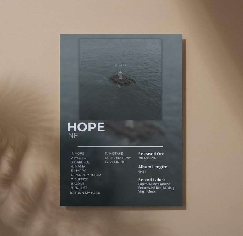 NF HOPE Album Poster, Digital Download Wall Art, Minimalist Music Print ...