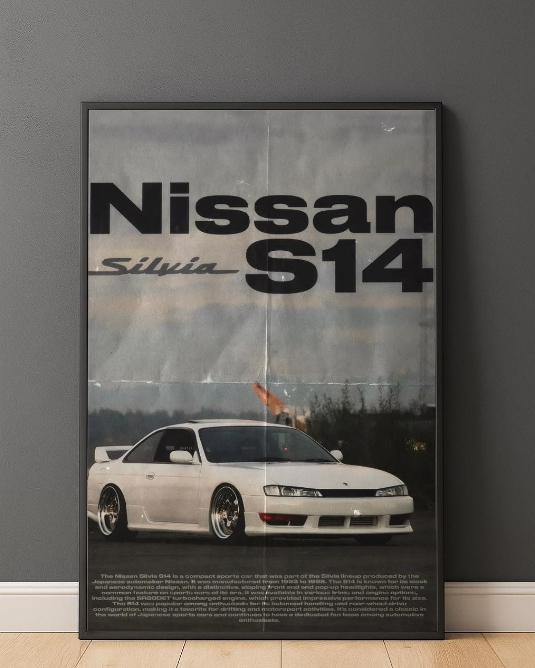 Nissan Silvia S14 JDM Car Print | Vintage Style Garage Art (PDF & JPEG ...
