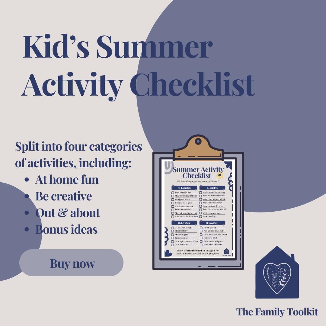 The Family Toolkit: Summer Holiday Activity Checklist for UK Kids Aged ...