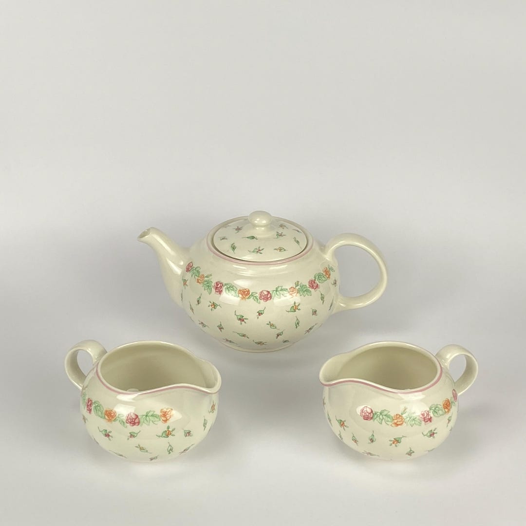 Teapot With Two Creamers - Laura Ashley “rosebud”, Royal Stafford ...