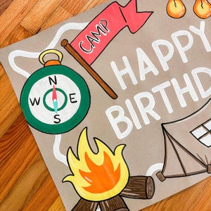 Pre-made: Camp Themed Happy Birthday - Mini Banner - Etsy