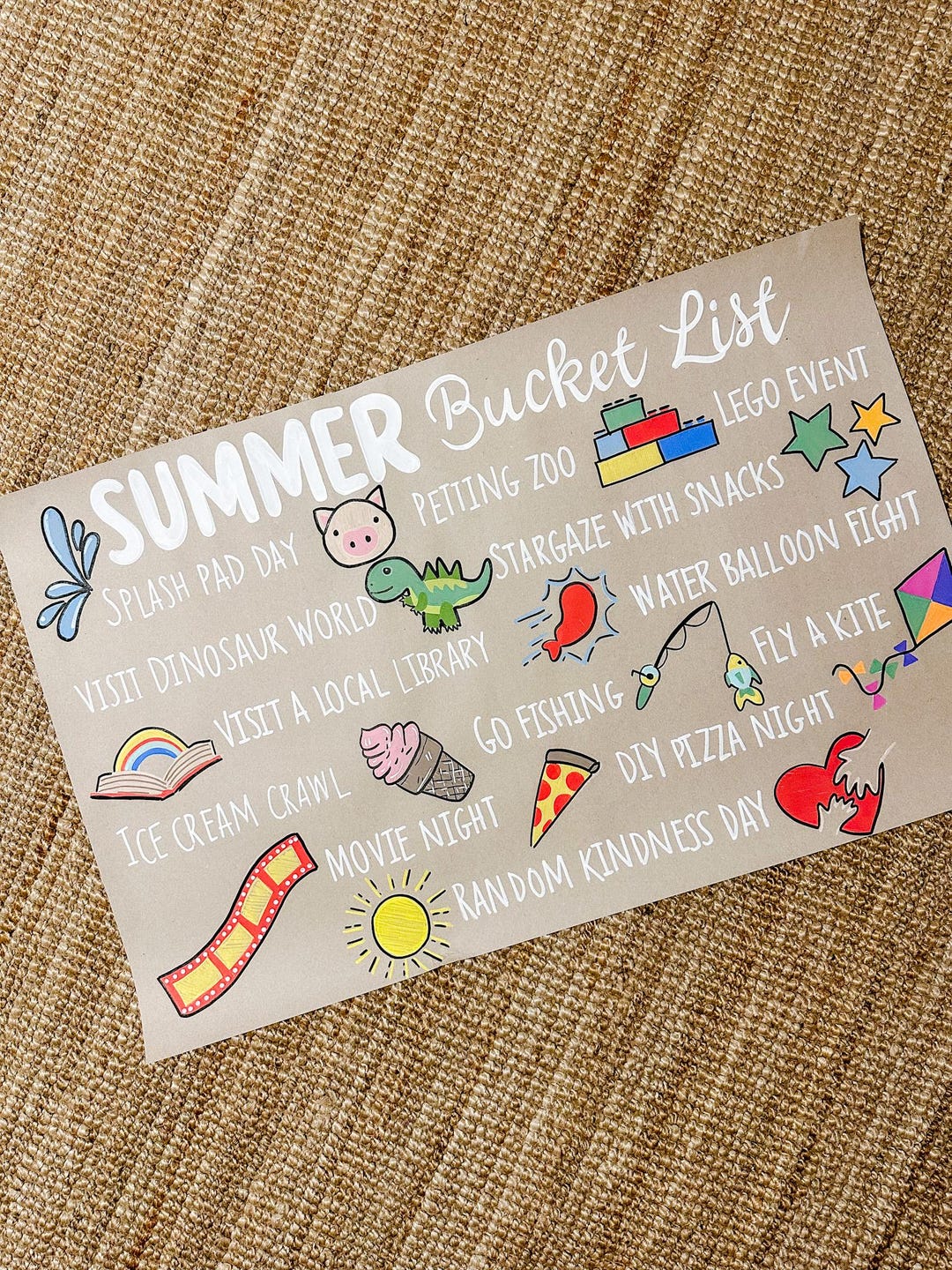 Custom Hand-painted Fun Colorful Summer Bucket List Banner - Etsy