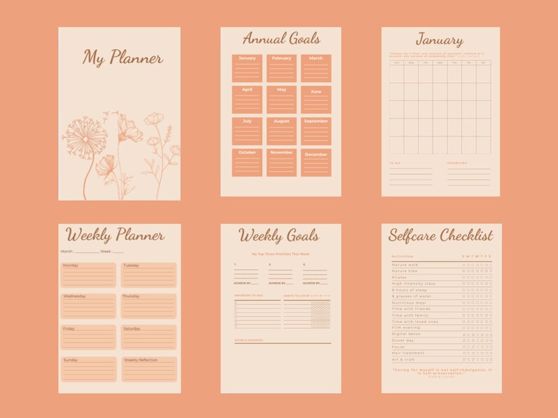 Editable Canva Planner Template | Daily, Weekly, Monthly (printable PDF ...