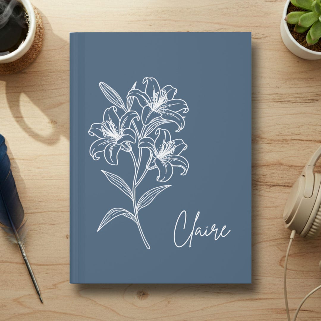 April Birth Flower Journal, Personalized Lily Hardcover Notebook ...