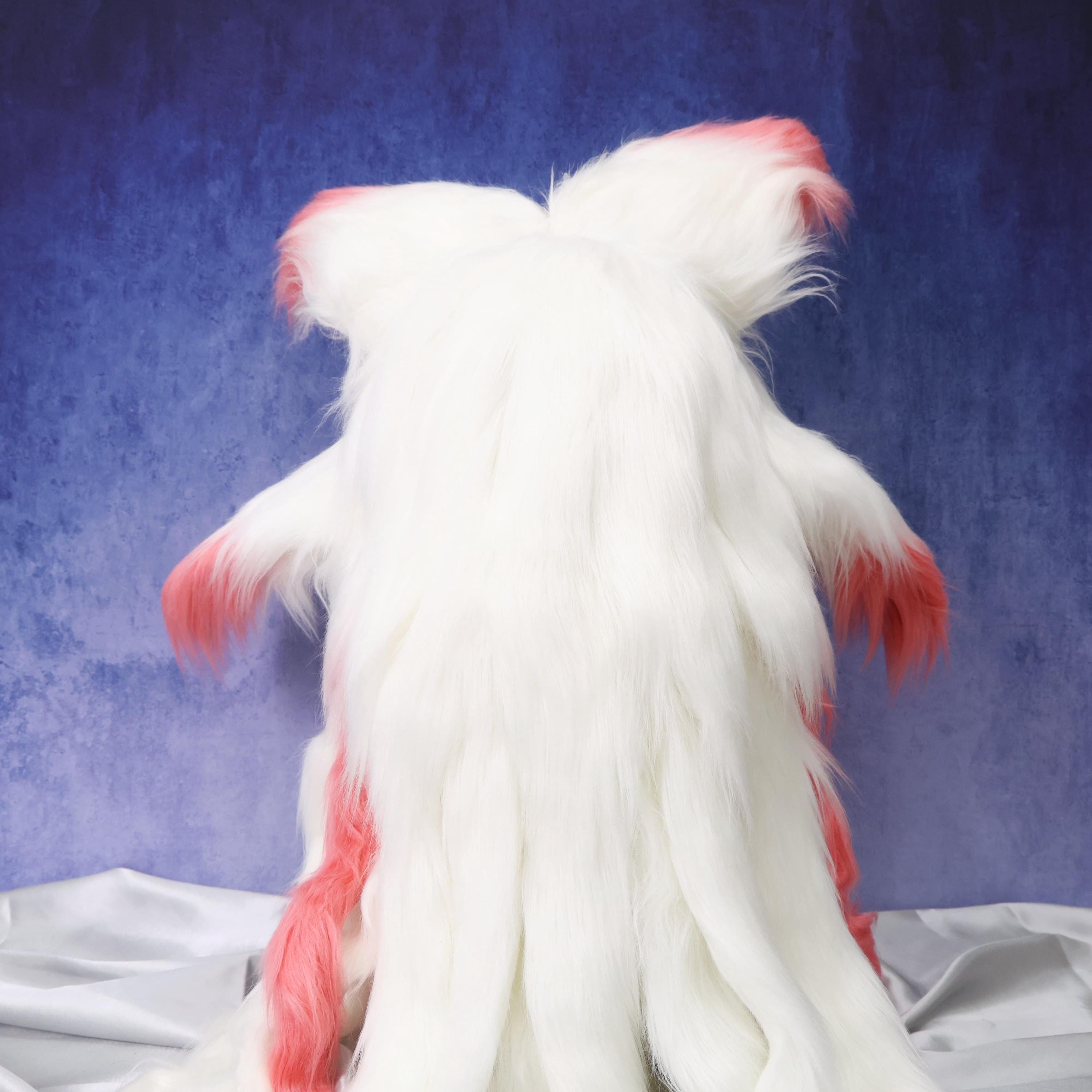 Fantasy Fox Fursuit Head 3D Printed Pink Horns White Long Paws ...