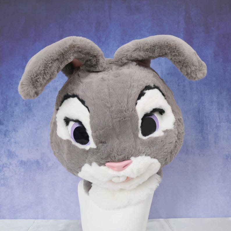 Officer Judy Bunny Fursuit Head Set Handmade Grey White Rabbit Costume ...