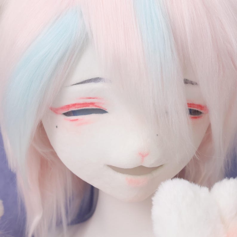 Pastel Fox Fursuit Head Pink Paw Gloves Handmade One of a Kind Kigurumi ...