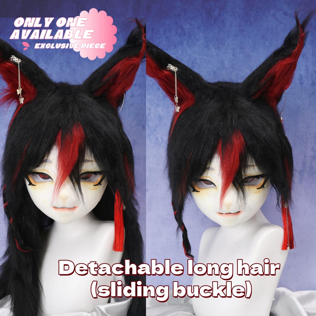 Handmade Fox Fursuit Head Red Black Hair Gold Follow Me Eyes One of a ...