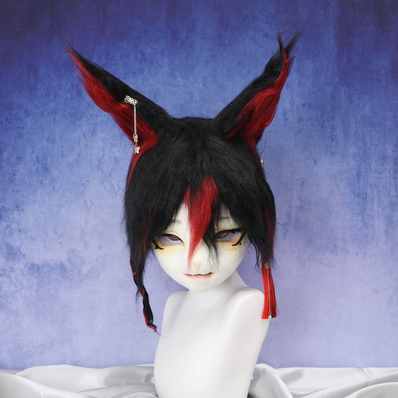 Handmade Fox Fursuit Head Red Black Hair Gold Follow Me Eyes One of a ...