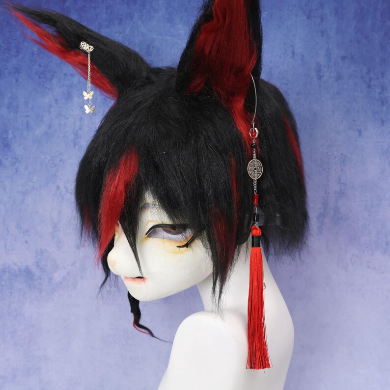 Handmade Fox Fursuit Head Red Black Hair Gold Follow Me Eyes One of a ...