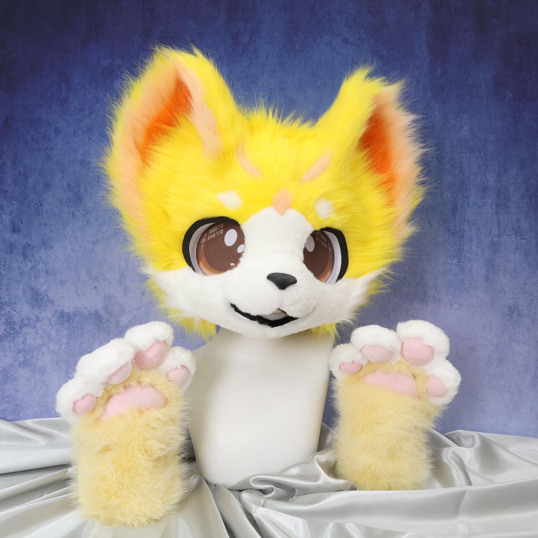 Sunny Fox Furry Head Paws Set Handmade Yellow Kemono Style Fursuit ...