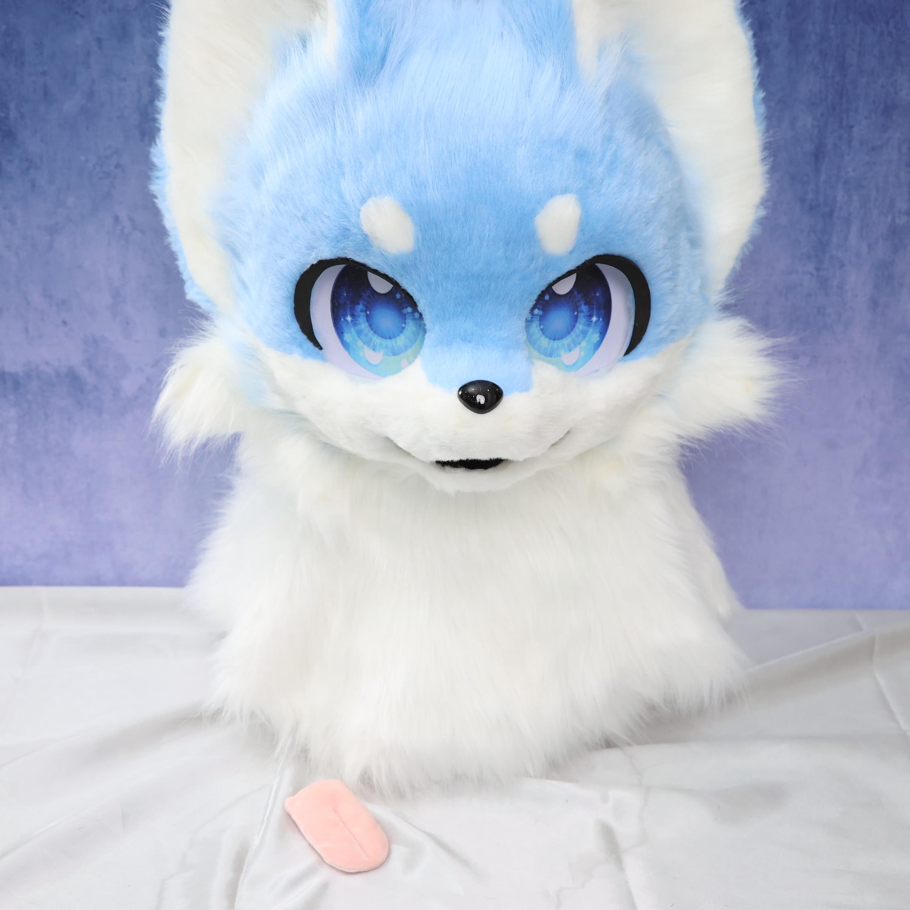 Blue Husky Fursuit Head Paws Handmade Anime Style Furry Helmet Magnetic ...
