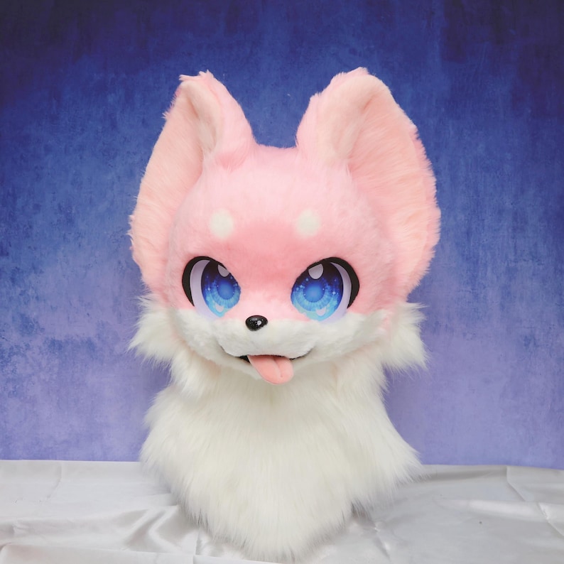 Pink Husky Fursuit Head Paws Handmade Anime Style Furry Helmet Magnetic ...