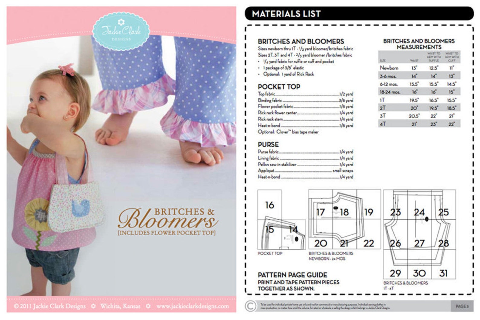 Britches & Bloomers Sewing Pattern by Jackie Clark {includes Flower ...