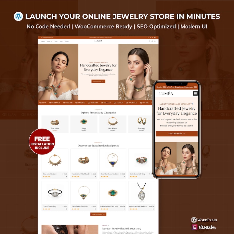 Jewelry Shop Wordpress Elementor Template Kit | Handmade Jewelry Store ...