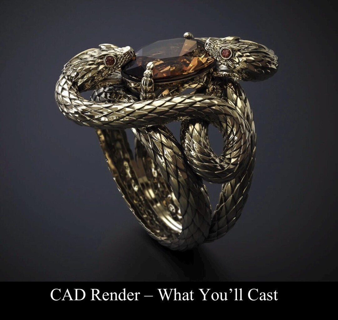 Two Snakes Ring | Cast-ready Resin Print for Lost Wax Casting | Dual ...
