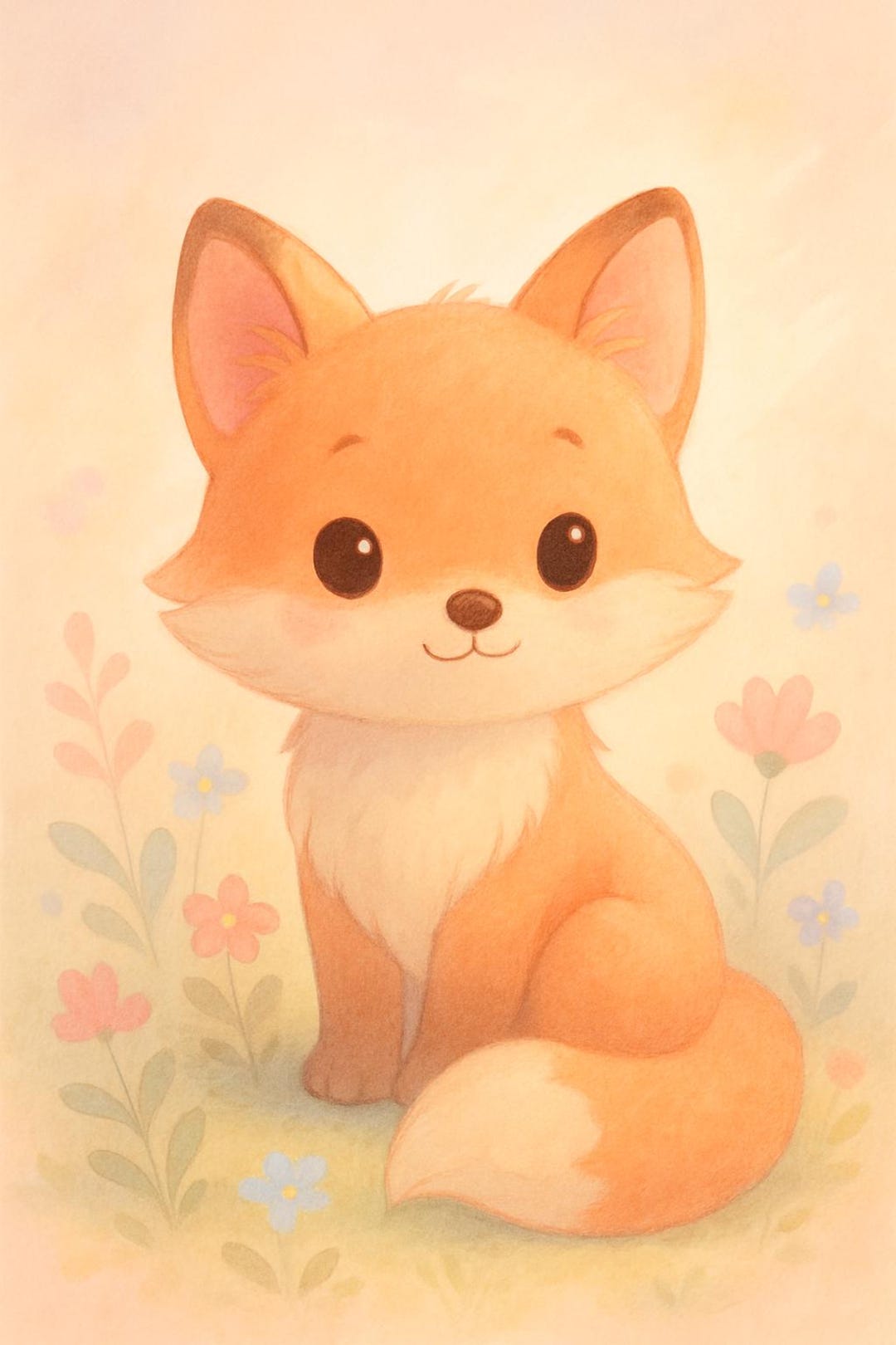 Cute Fox Phone Wallpaper – Pastel Forest Animal Background, Kawaii Red ...